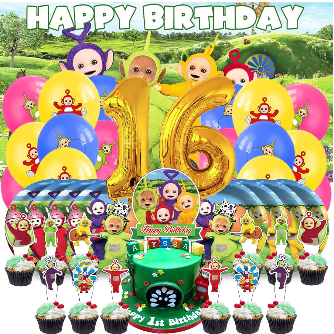 Teletubbies Balloons Party Supplies 16th Decor Tableware Birthday Cake ...