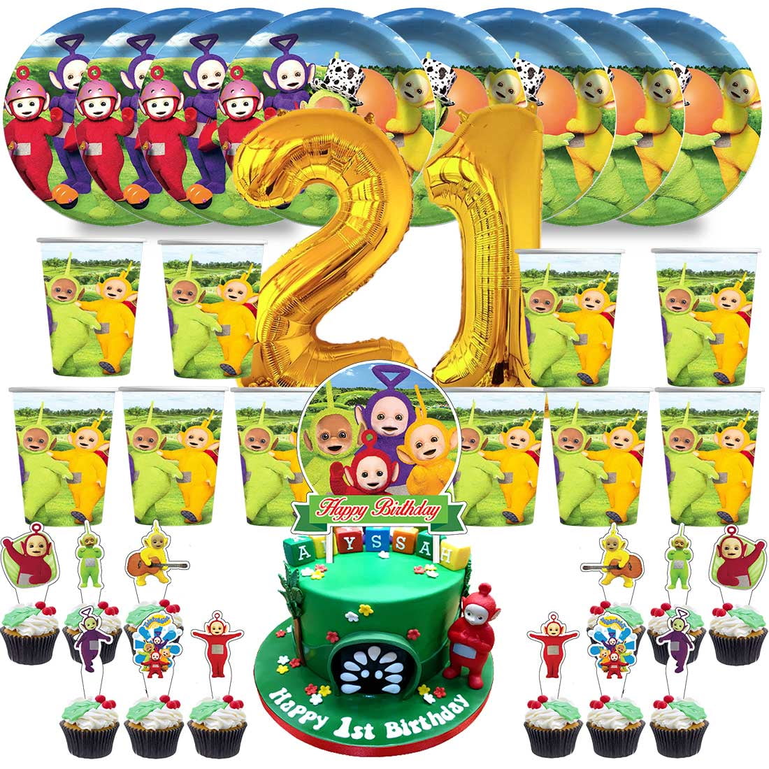 Teletubbies Birthday 21th Cups Party Supplies Plates Fans Decorations ...