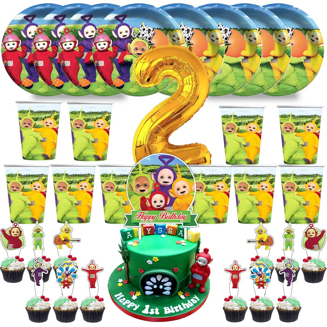 Teletubbies Birthday 2nd Cups Party Supplies Plates Fans Decorations ...
