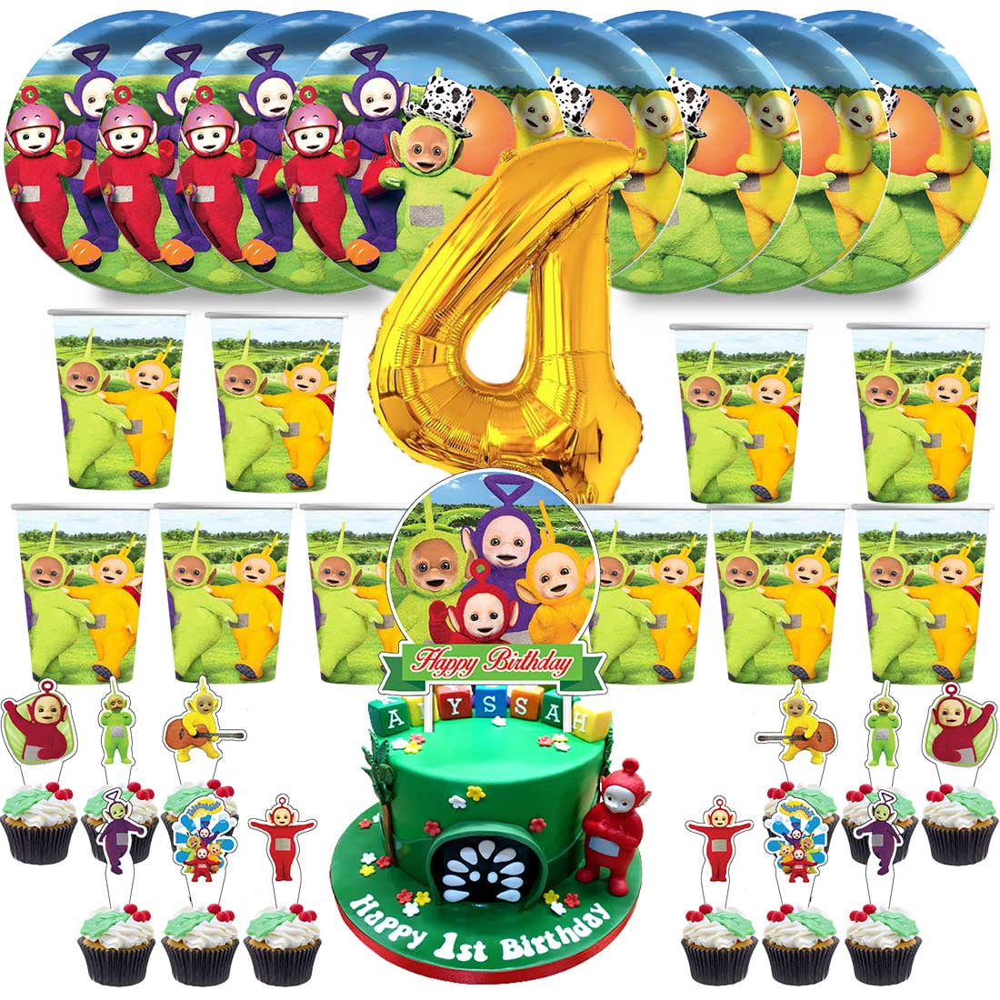 Teletubbies Birthday 4th Cups Party Supplies Plates Fans Decorations ...