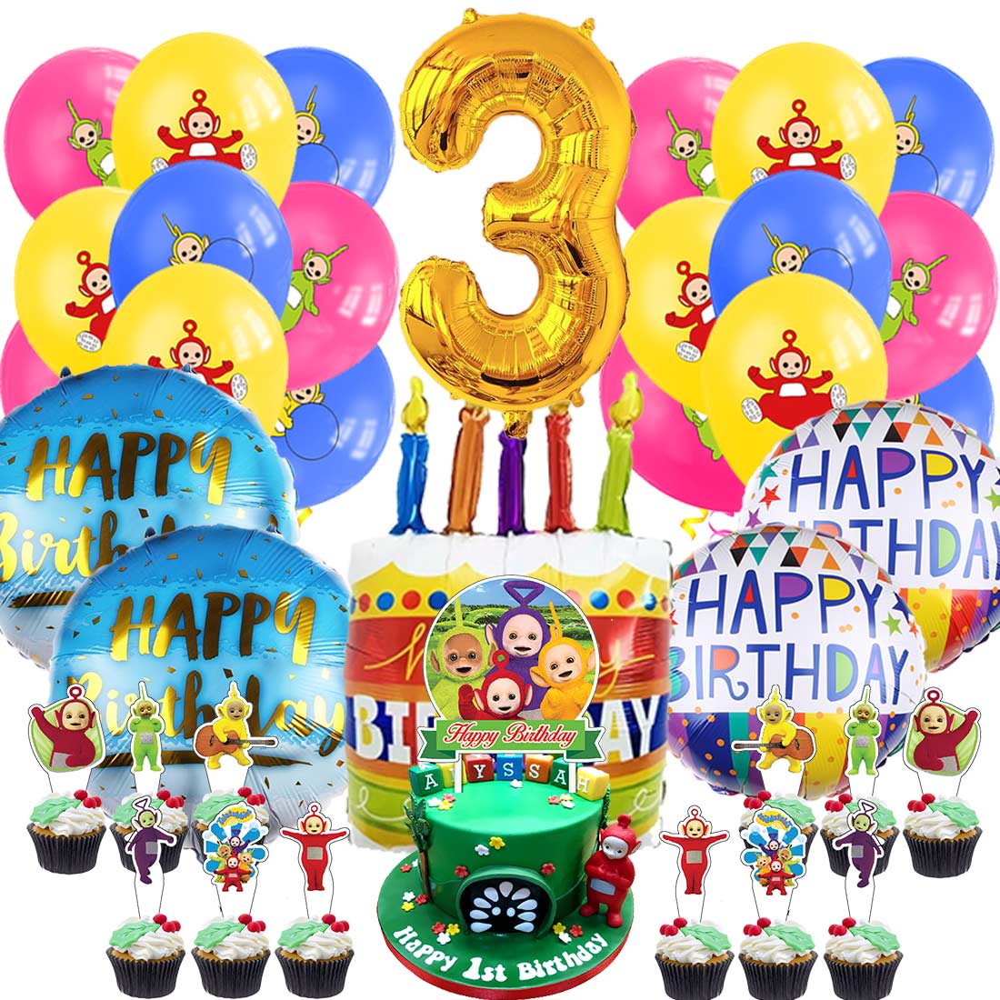 Teletubbies Party Supplies 3rd Decor Kit Balloons Birthday Cake Topper ...