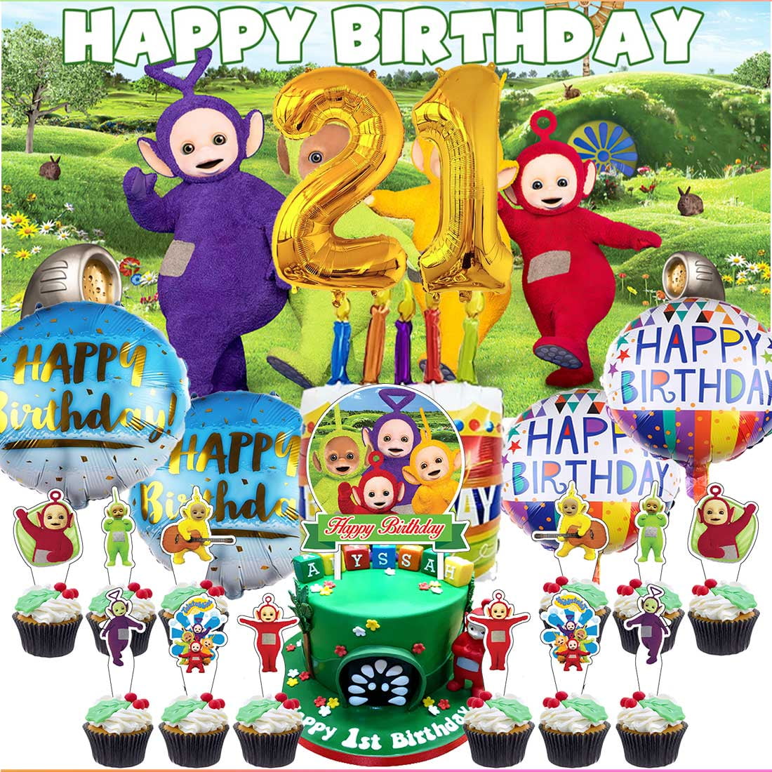 Teletubbies Party Supplies Decor 21th Kit Balloons Birthday Cake Topper ...
