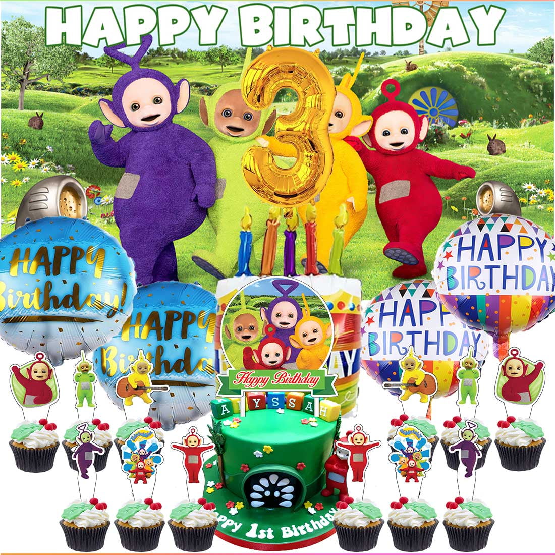 Teletubbies Party Supplies Decor 3rd Kit Balloons Birthday Cake Topper ...