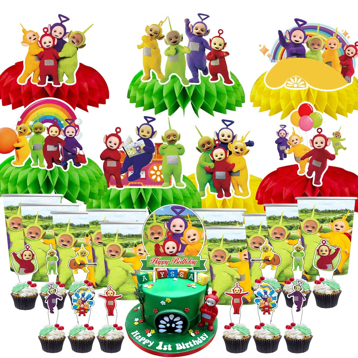 Teletubbies Party Supplies Decor Cups Fans Decorations Honeycomb ...