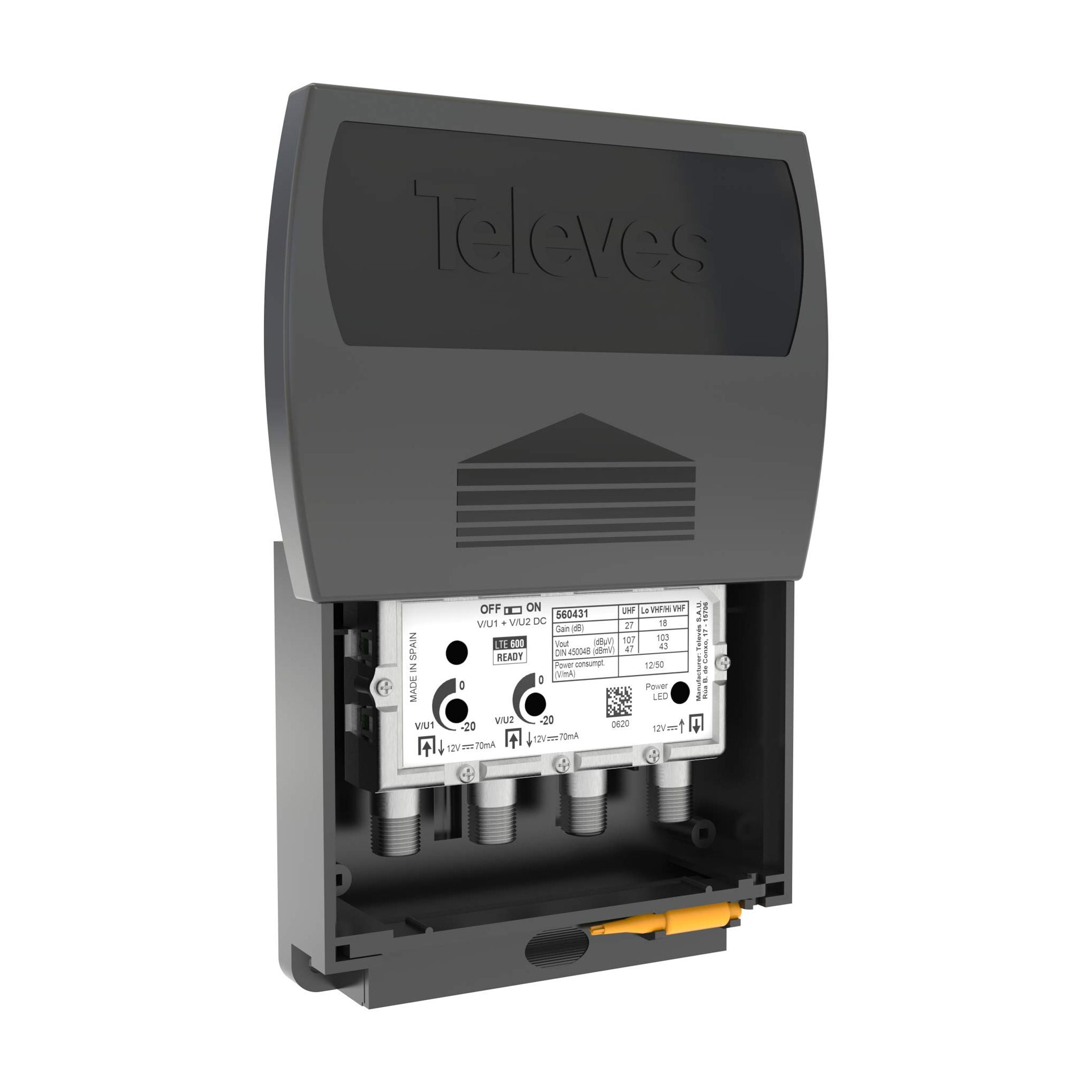 Televes 2-Input TForce Mast Amplifier with BOSS-Tech and “F” Power Supply Unit C93 - Walmart.com