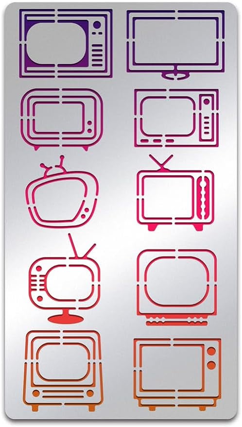 Television Pattern Stainless Steel Stencils 8x4inch 10 Types of TV ...