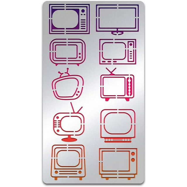 Television Pattern Stainless Steel Stencils 8x4inch 10 Types of TV ...