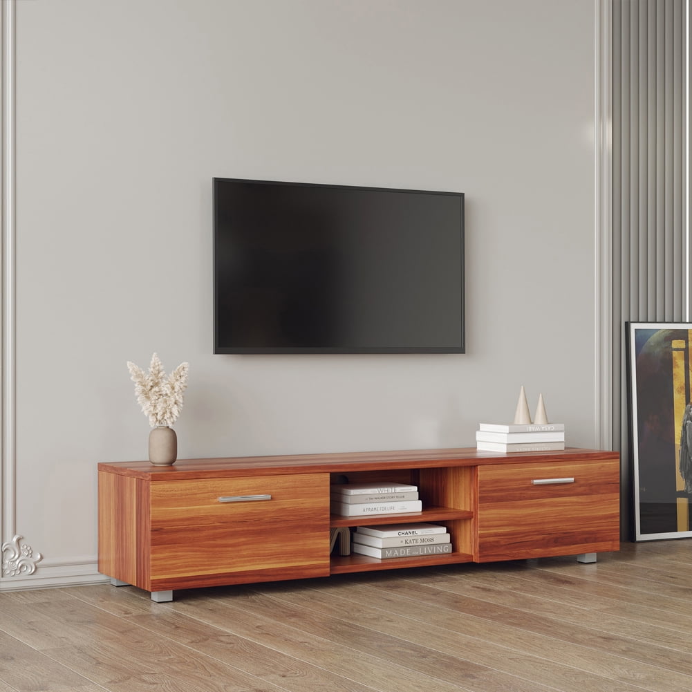 Television Stands Media Console With Open Shelves 2 Drawers ...