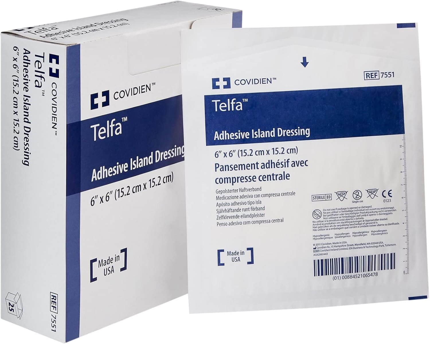 Telfa Sterile Non-Woven White Square Adhesive Dressings, 6 x 6 inches ...