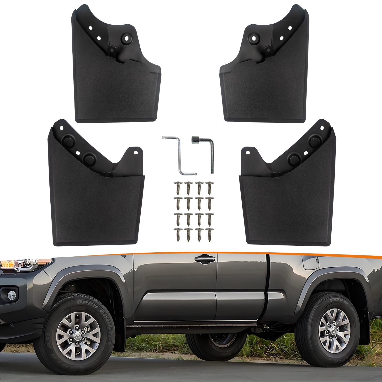 Telimocy 4PCS Front & Rear Splash Guards Mud Flaps Mudguard Fender For 2024 2025 Toyota Tacoma ...
