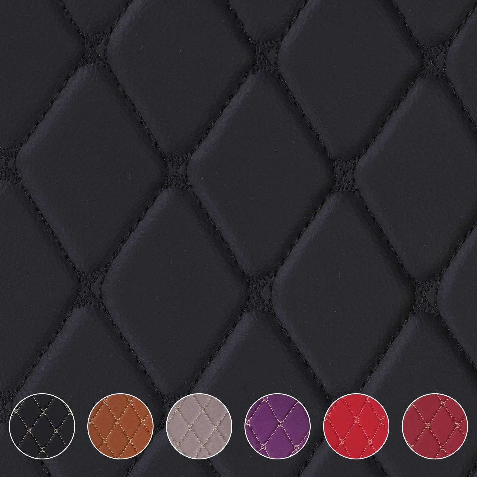 Telimocy 59" W Faux Leather Vinyl Fabric Diamond Quilted Foam Backed ...