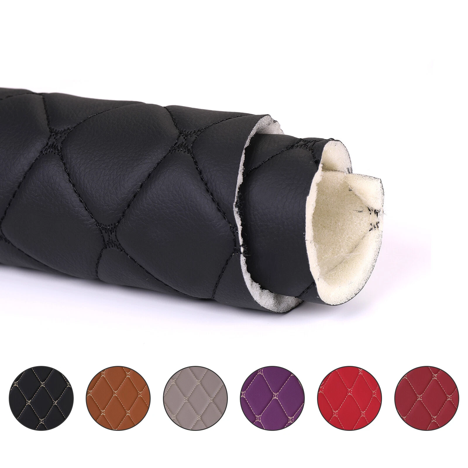 Telimocy 59" W Vinyl Faux Leather Fabric Diamond Quilted with 6mm Foam ...