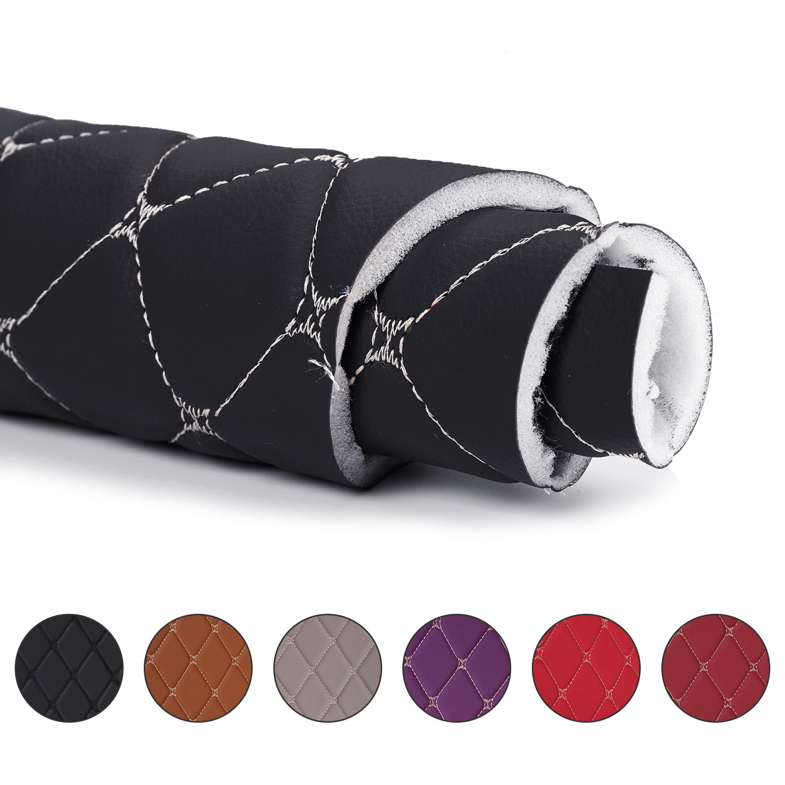 Telimocy 59" W Vinyl Faux Leather Fabric Diamond Quilted with 6mm Foam Backing for Furniture ...