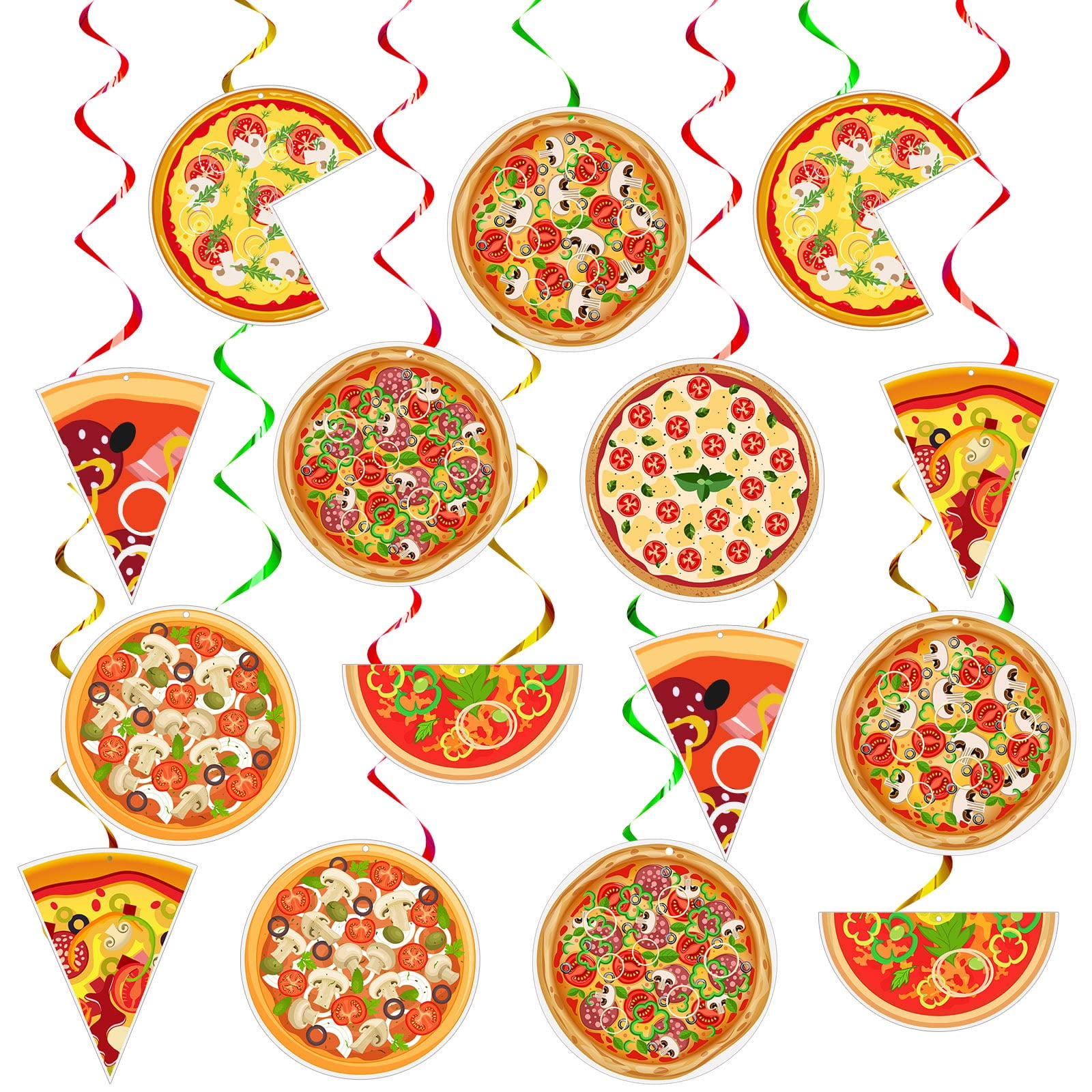 Teling 48 PcsTRDN Pizza Party Decorations Pizza Hanging Swirl Themed ...