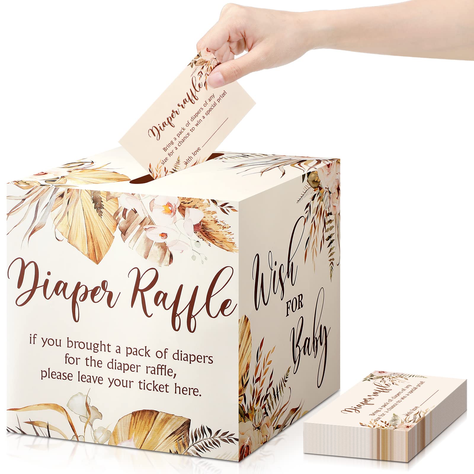 Teling 51 Pcs Boho MMF7 Floral Diaper Raffle Tickets with Box Bohemian ...
