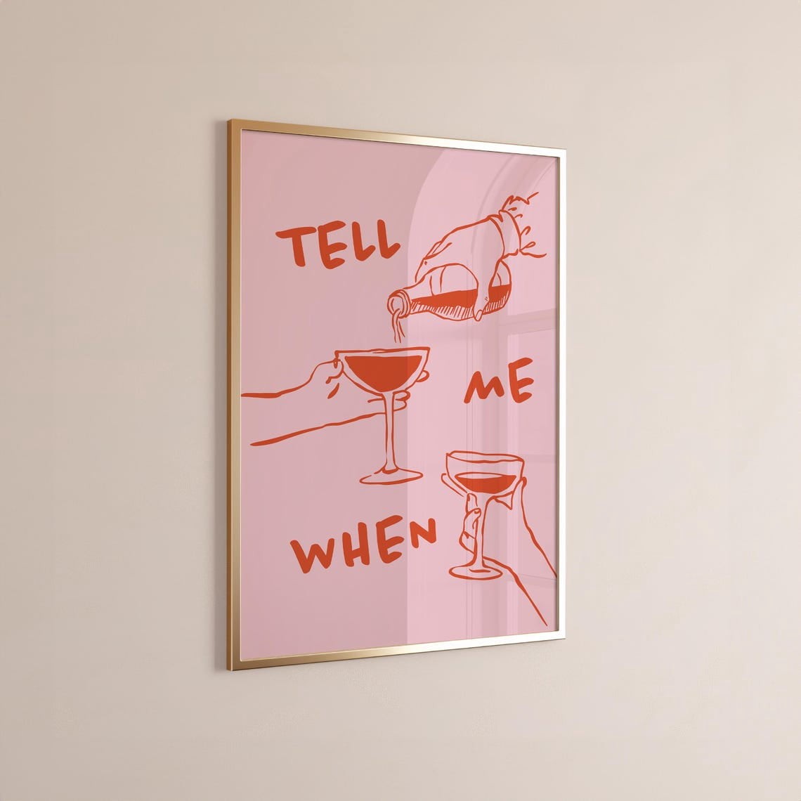 Tell Me When Wine Wall Art Red Cin Cin Bar Cart Poster - Walmart.com