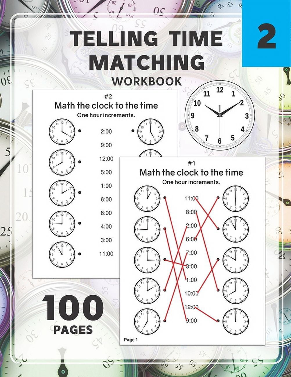 Telling Time Matching Workbook: Math the Clock to the Time One Hour ...