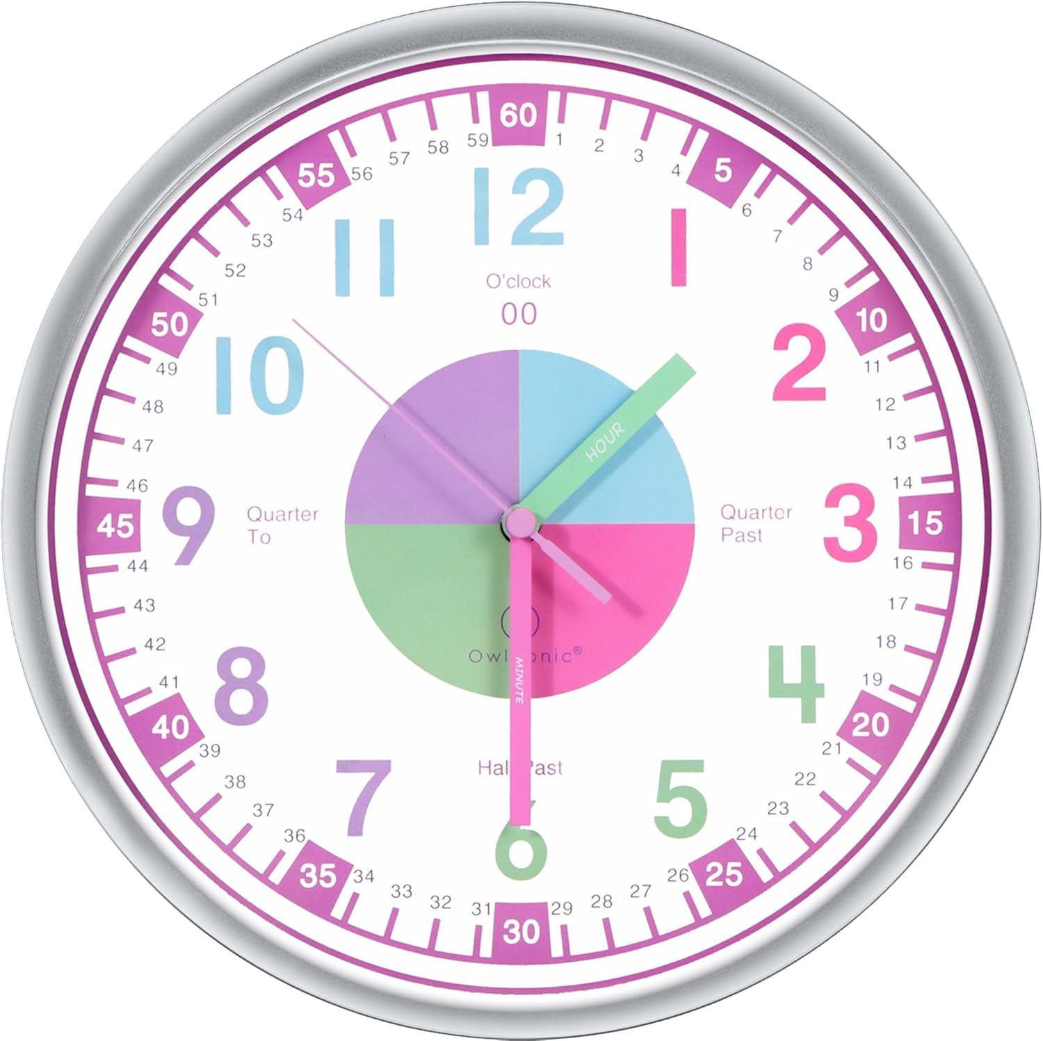 Telling Time Teaching Clock for Kids Clock - Analog Clock for Kids Bedrooms Playroom Homeschool ...