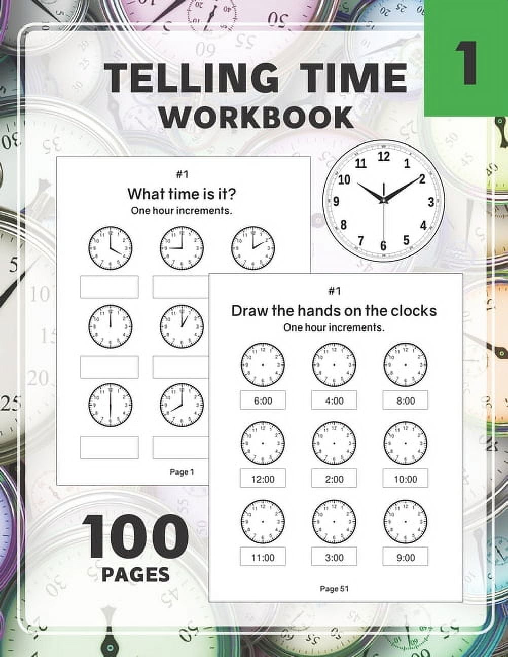 Telling Time Workbook: Practice Reading and Draw the Hand on the Clocks ...