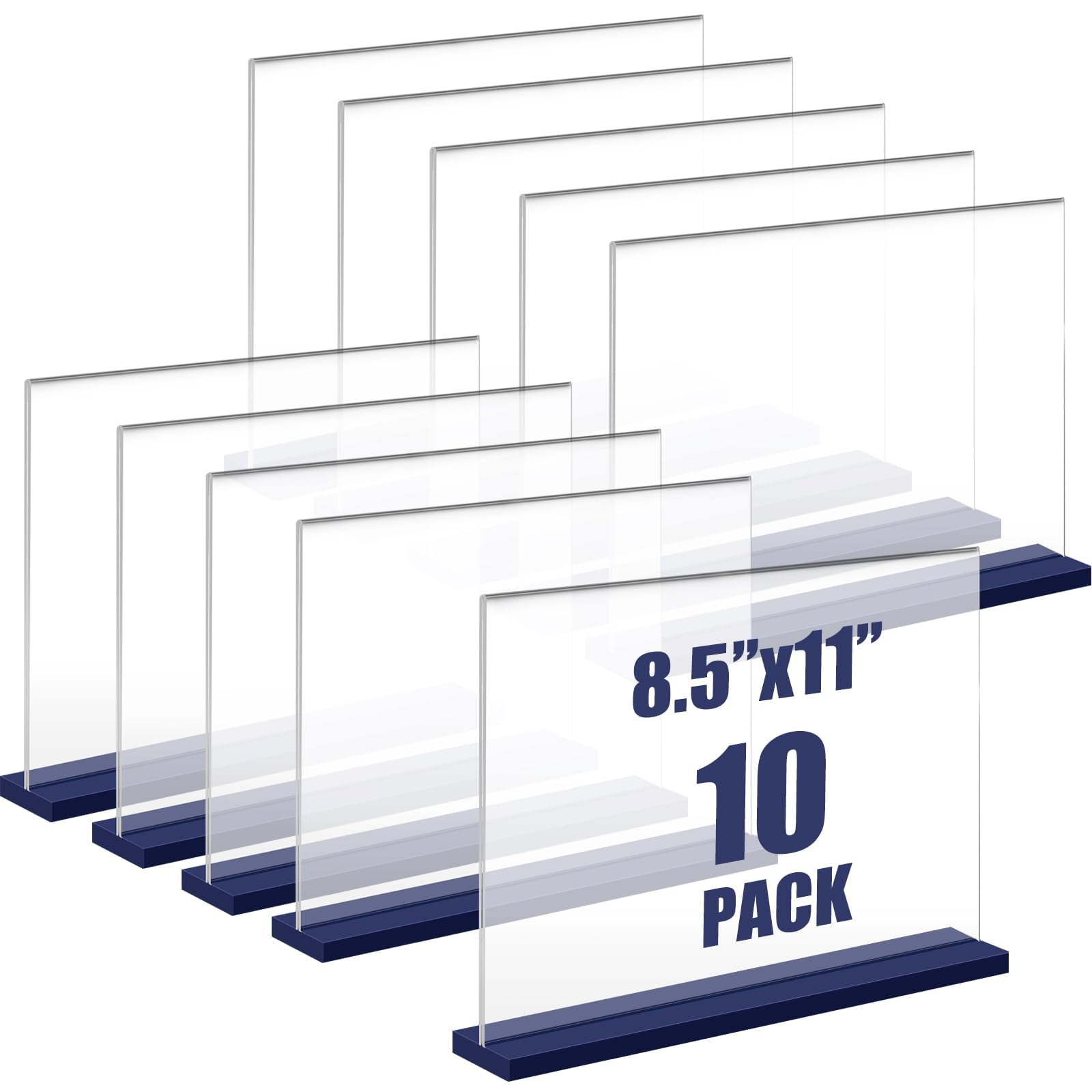 Tellingyou 10 Pieces Acrylic Sign Holder 8.5 x 11 Inch Horizontal Clear ...