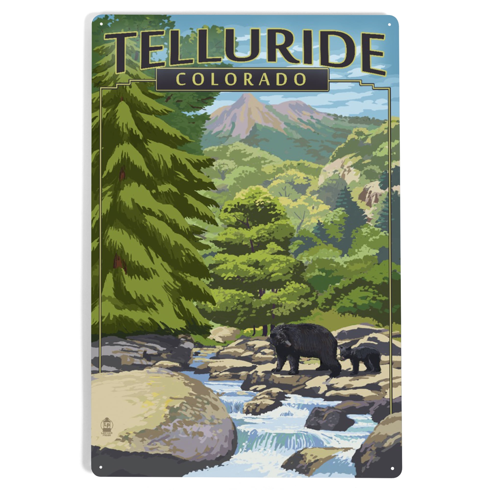 Telluride, Colorado, Black Bears and Stream (12x18 Aluminum Art, Indoor ...