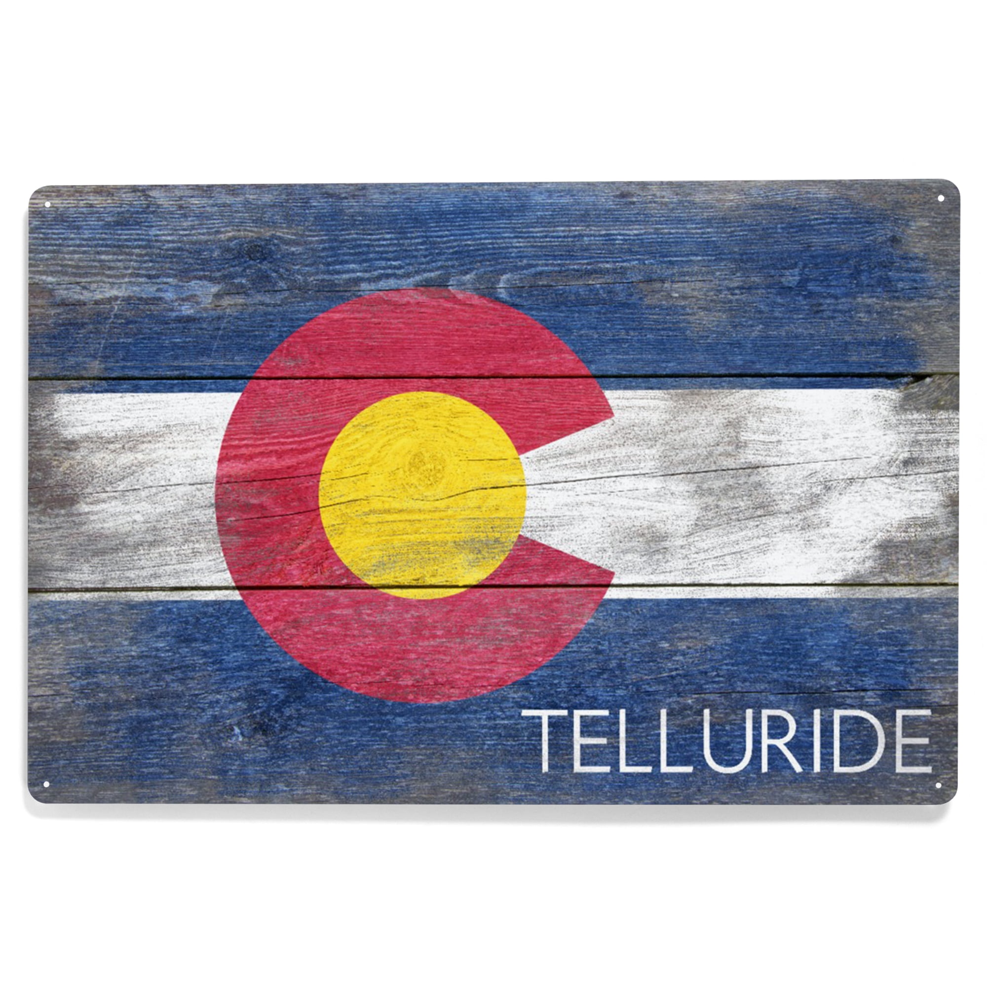 Telluride, Rustic Colorado State Flag (12x18 Aluminum Art, Indoor ...