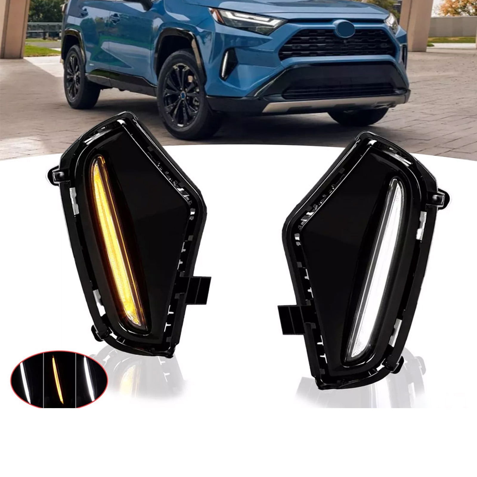 Telyswee 1 Pair DRL Fog Lights Compatible for Toyota RAV4 2019-2024, LED Daytime Running Lights ...