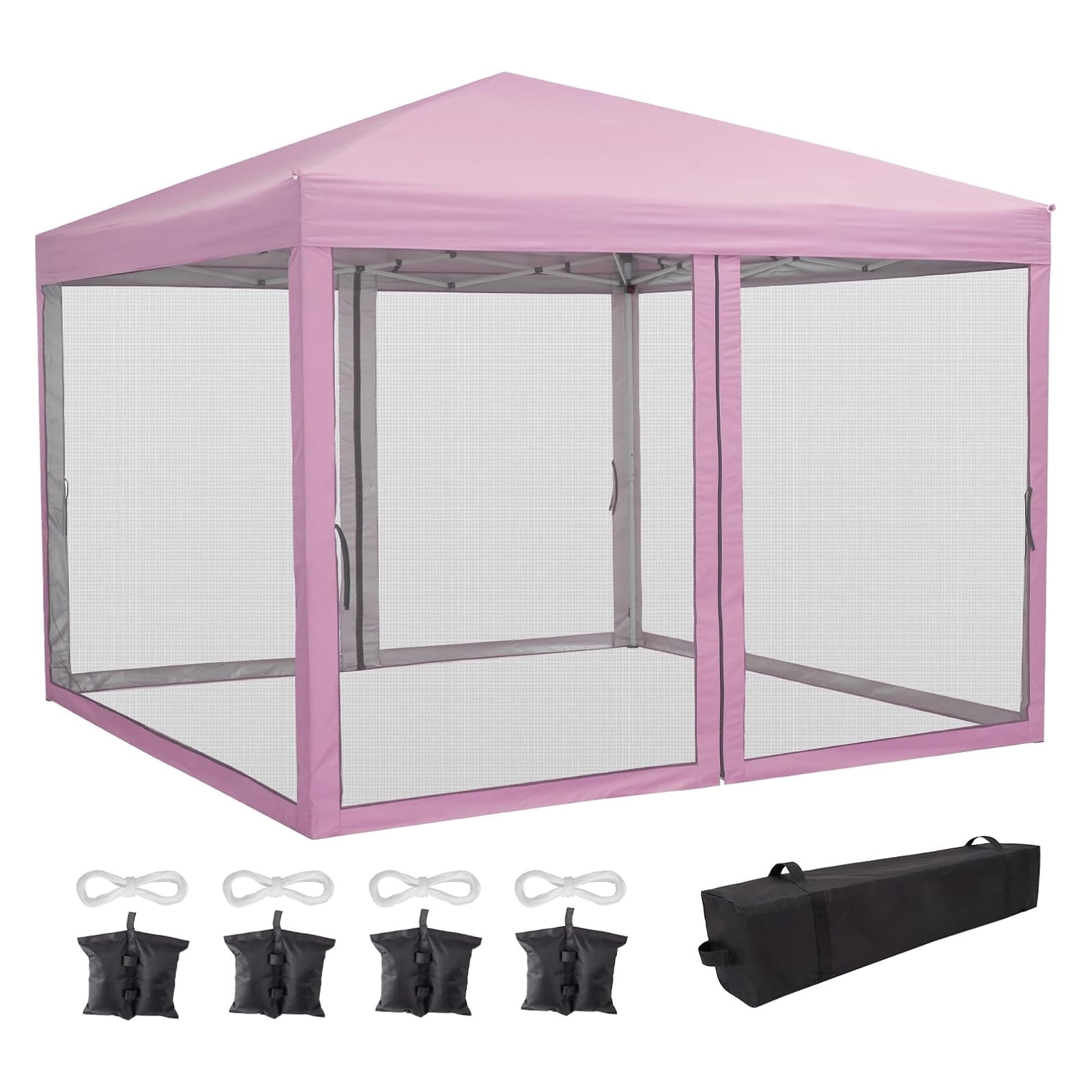 Telyswee 10'x10' Pop-up Canopy Tent Outdoor Screen House Room with Mesh ...