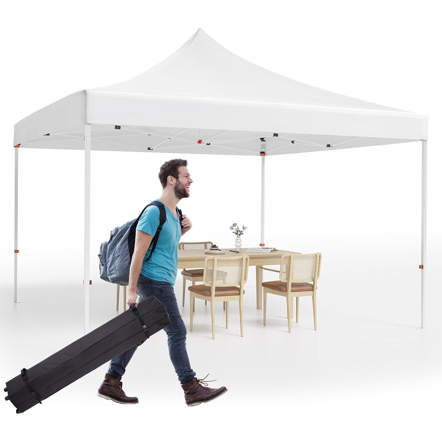 Telyswee 10x10FT Patio Pop Up Canopy Tent, Commercial Instant Canopy ...