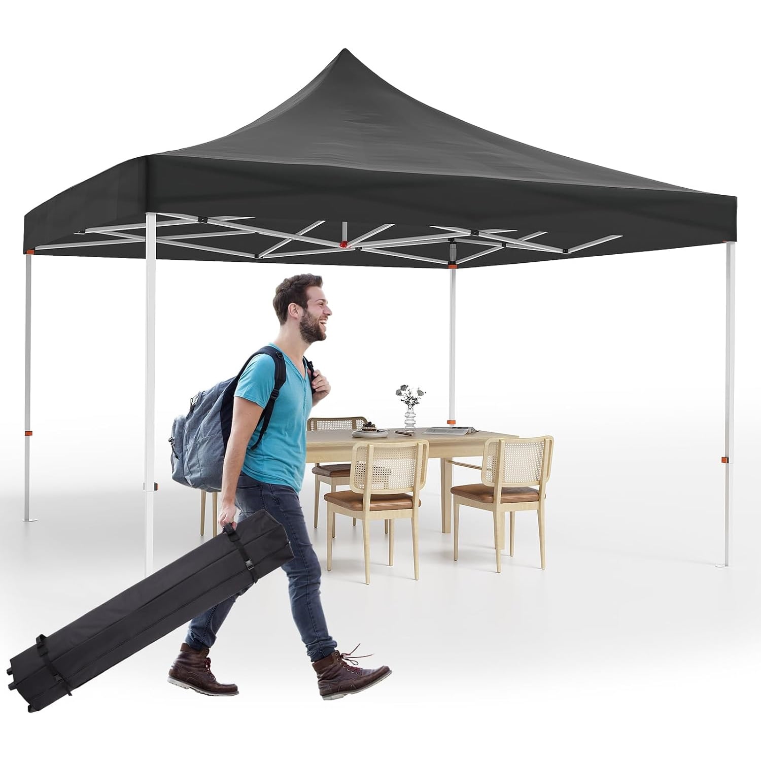 Telyswee 10x10FT Patio Pop Up Canopy Tent, Commercial Instant Canopy ...