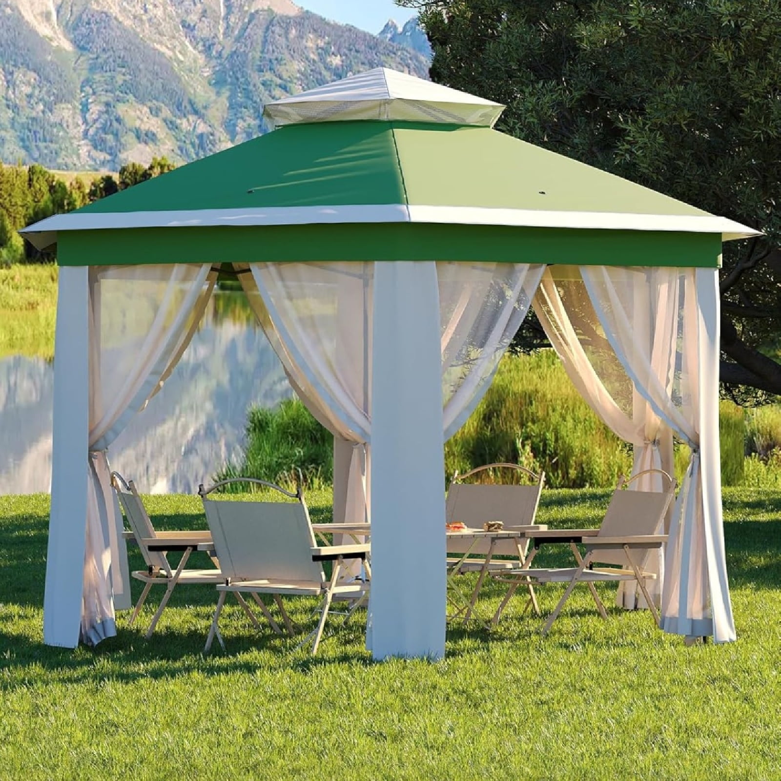 Telyswee 13'x13' Pop-up Gazebo 6 Sided Outside Patio Gazebo Outdoor ...