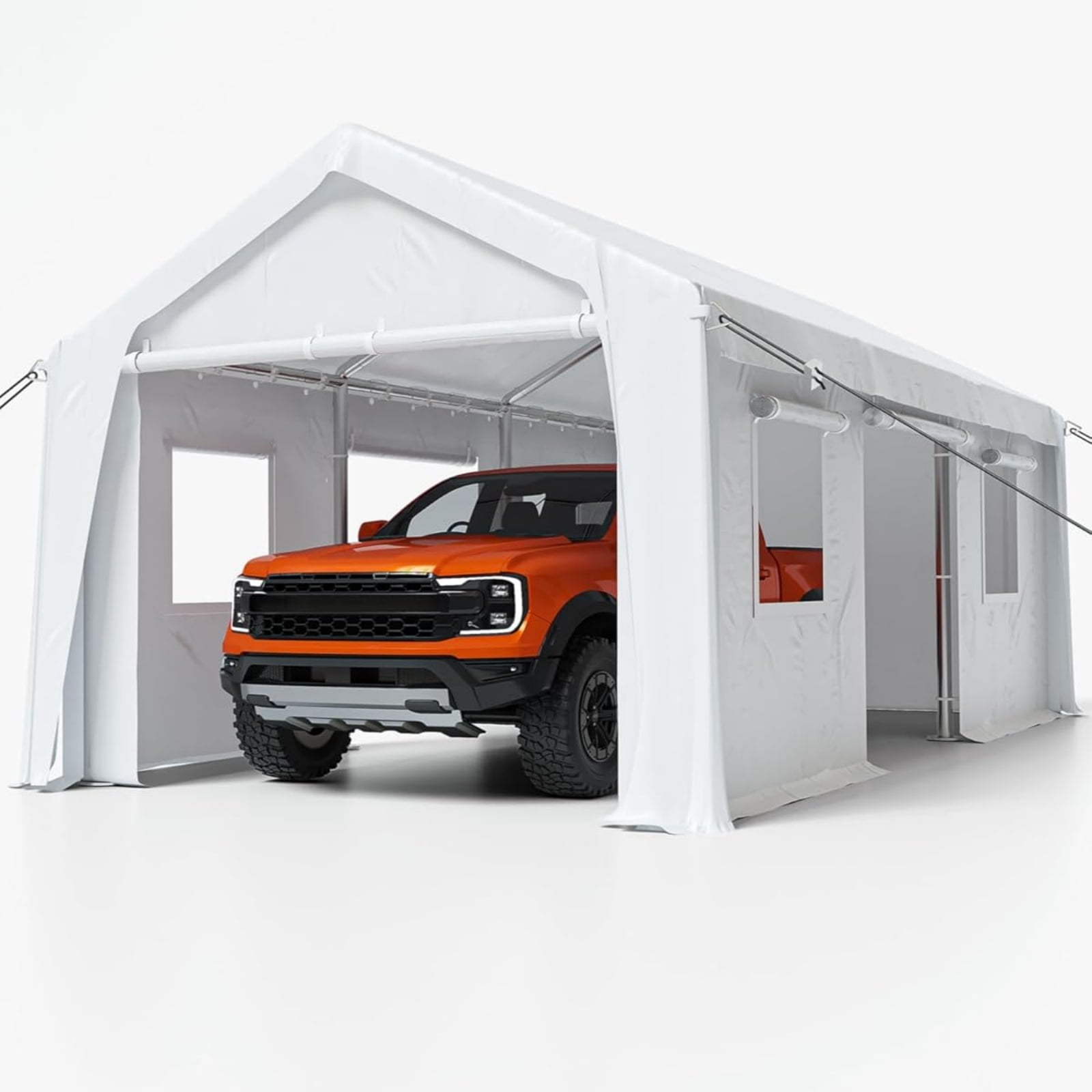 Telyswee 13'x20' Heavy-Duty Outdoor Carport with Detachable Sidewalls ...