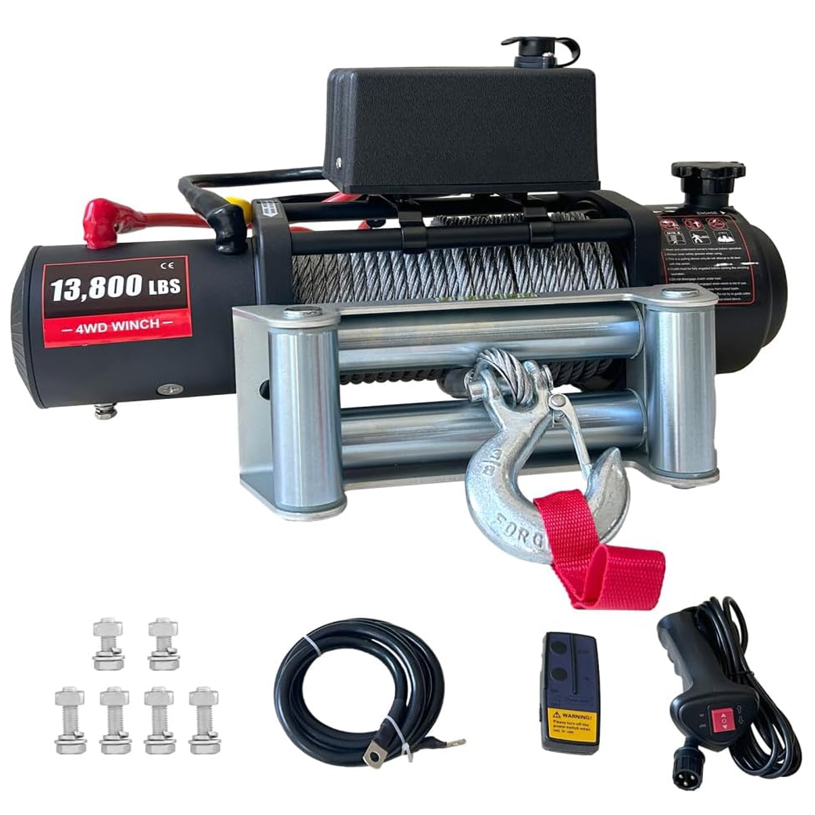 Telyswee 13800lbs Electric Vehicle Winch, Waterproof IP67 78ft Steel ...