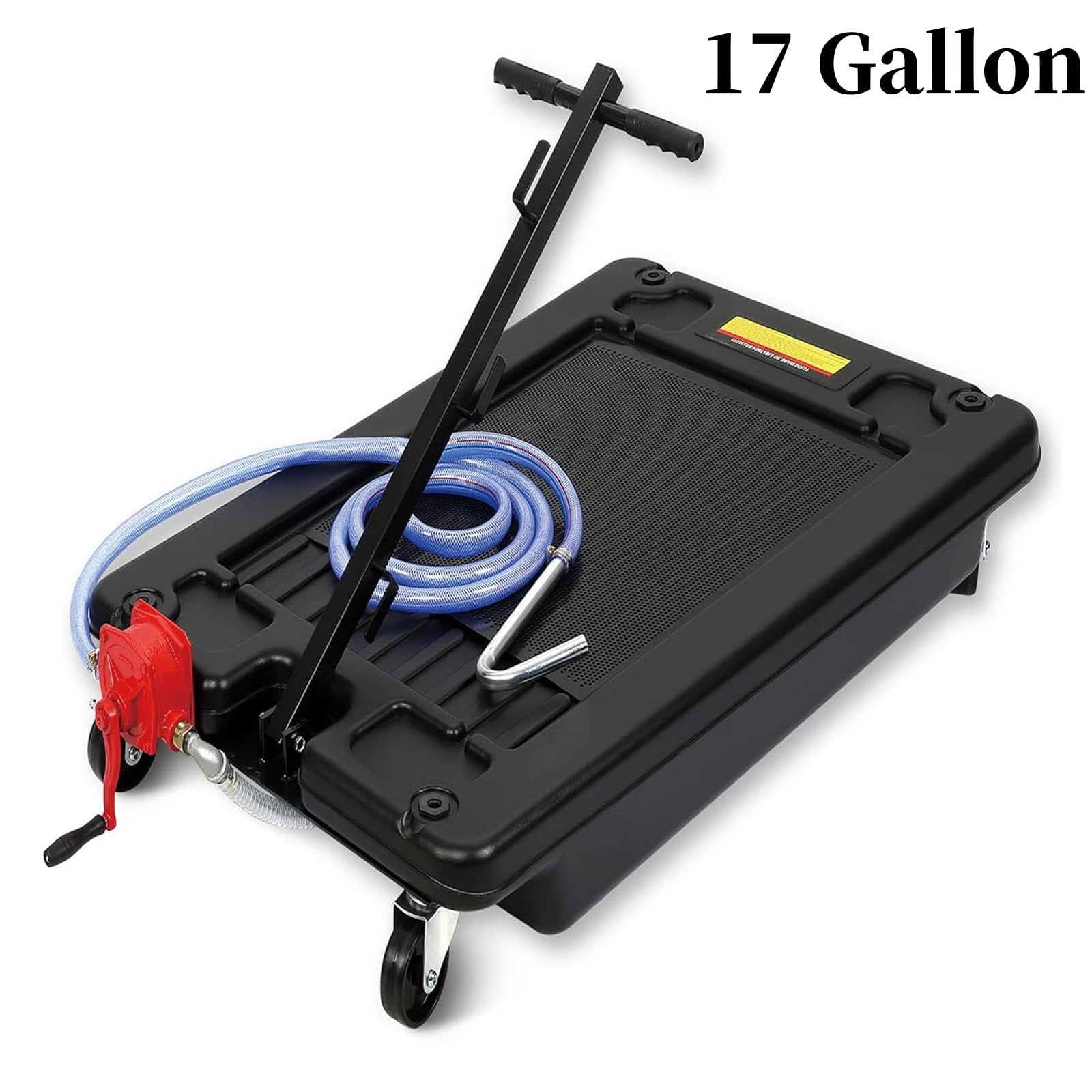 Telyswee 17 Gallon Oil Drain Pan with Manual Pump & 7.2 Ft Hose, Low ...