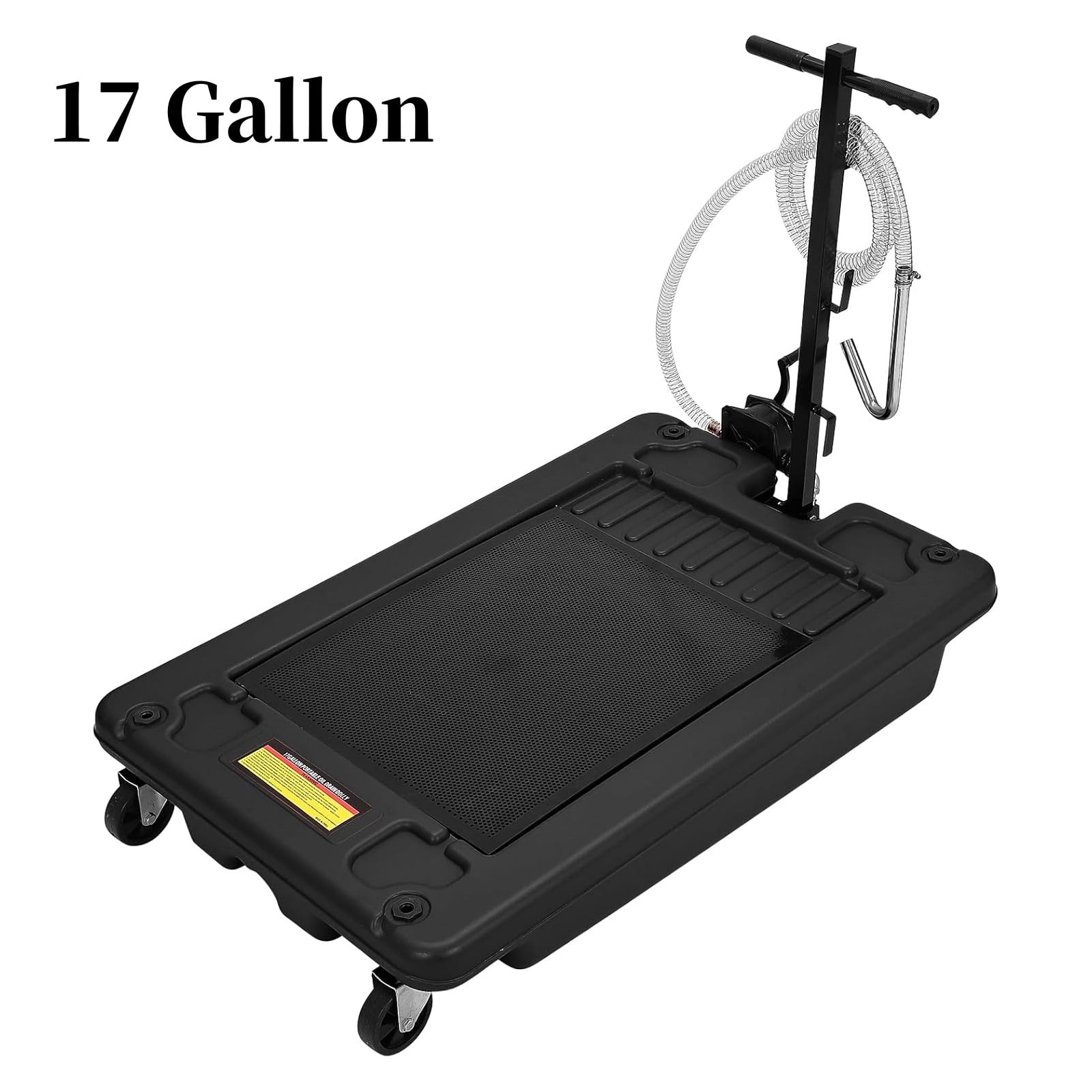 Telyswee 17 Gallon Oil Drain Pan with Manual Pump & 7.5 ft Hose, Low ...