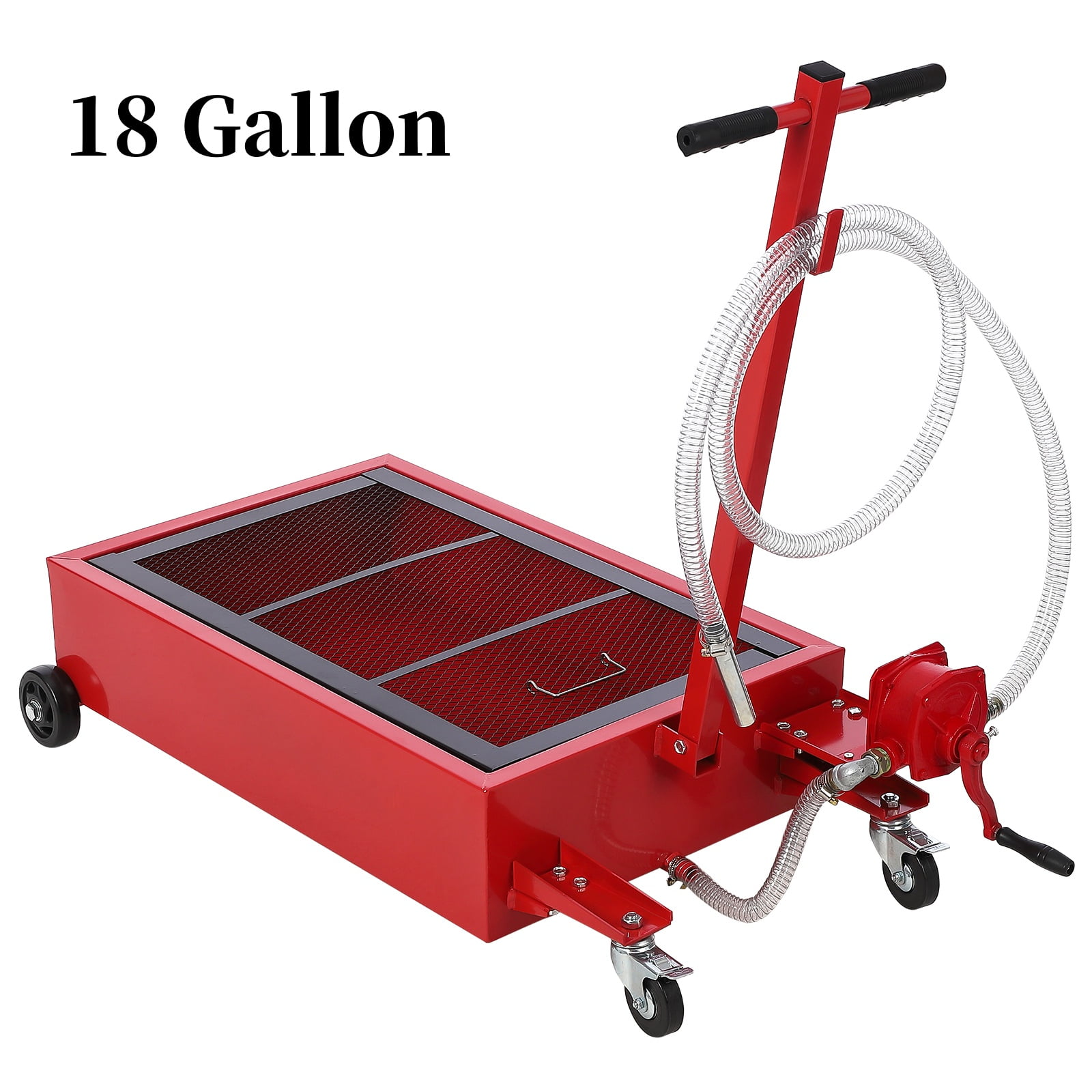 Telyswee 18 Gallon Low Profile Oil Drain Pan with Manual Pump, 7.5ft ...