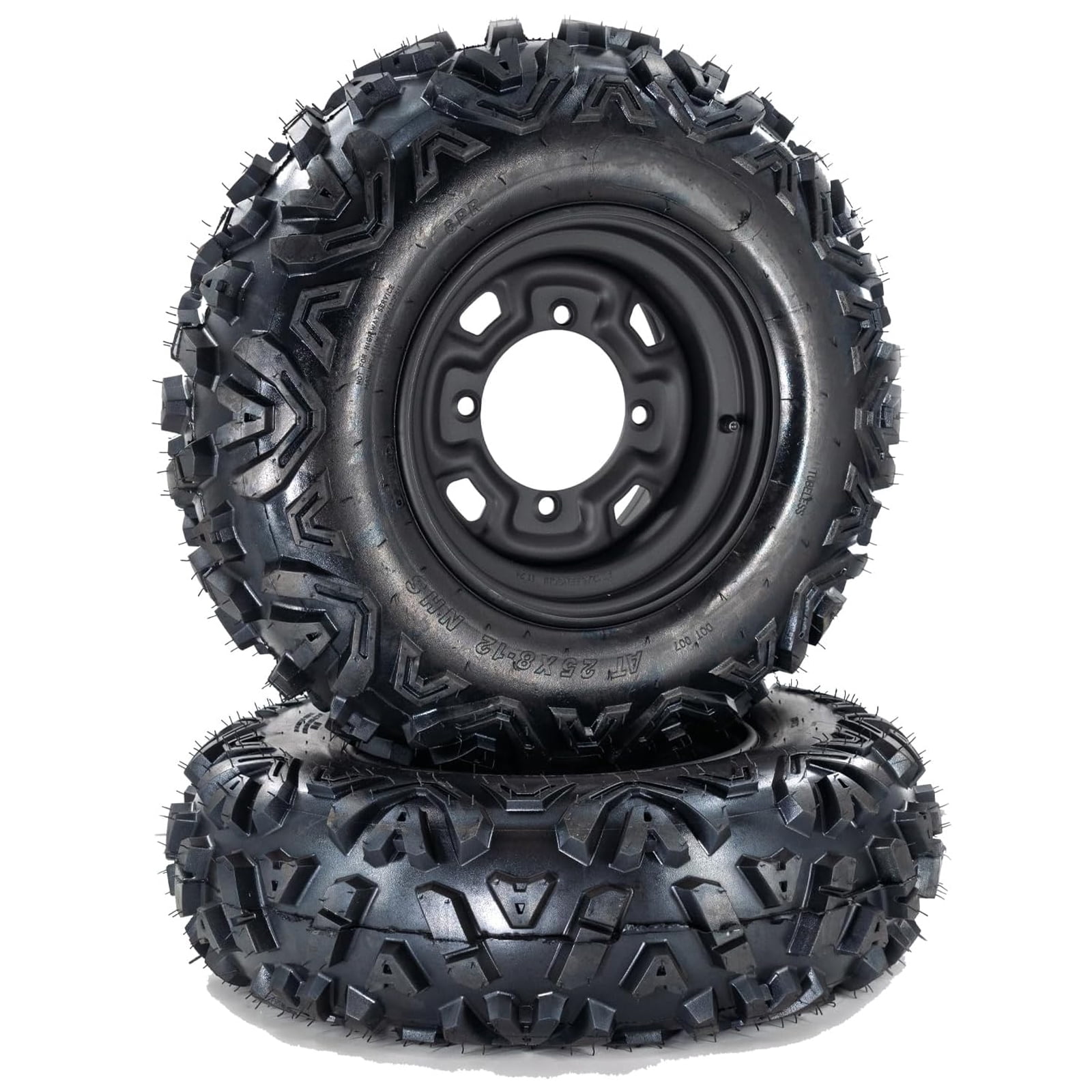 Telyswee 2 Pack 25x10-12 ATV Tires 6 Ply All-Terrain Tire with 12" Rim ...