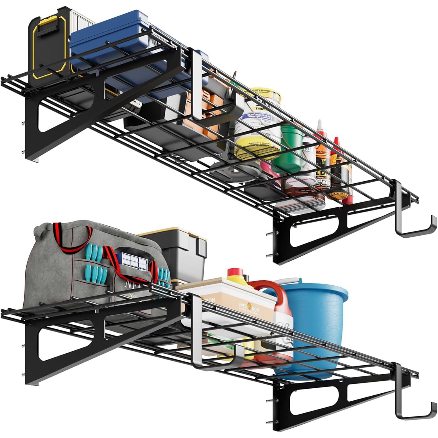 Telyswee 2 Pack Garage Storage Rack, Heavy-Duty Garage Wall Shelves ...