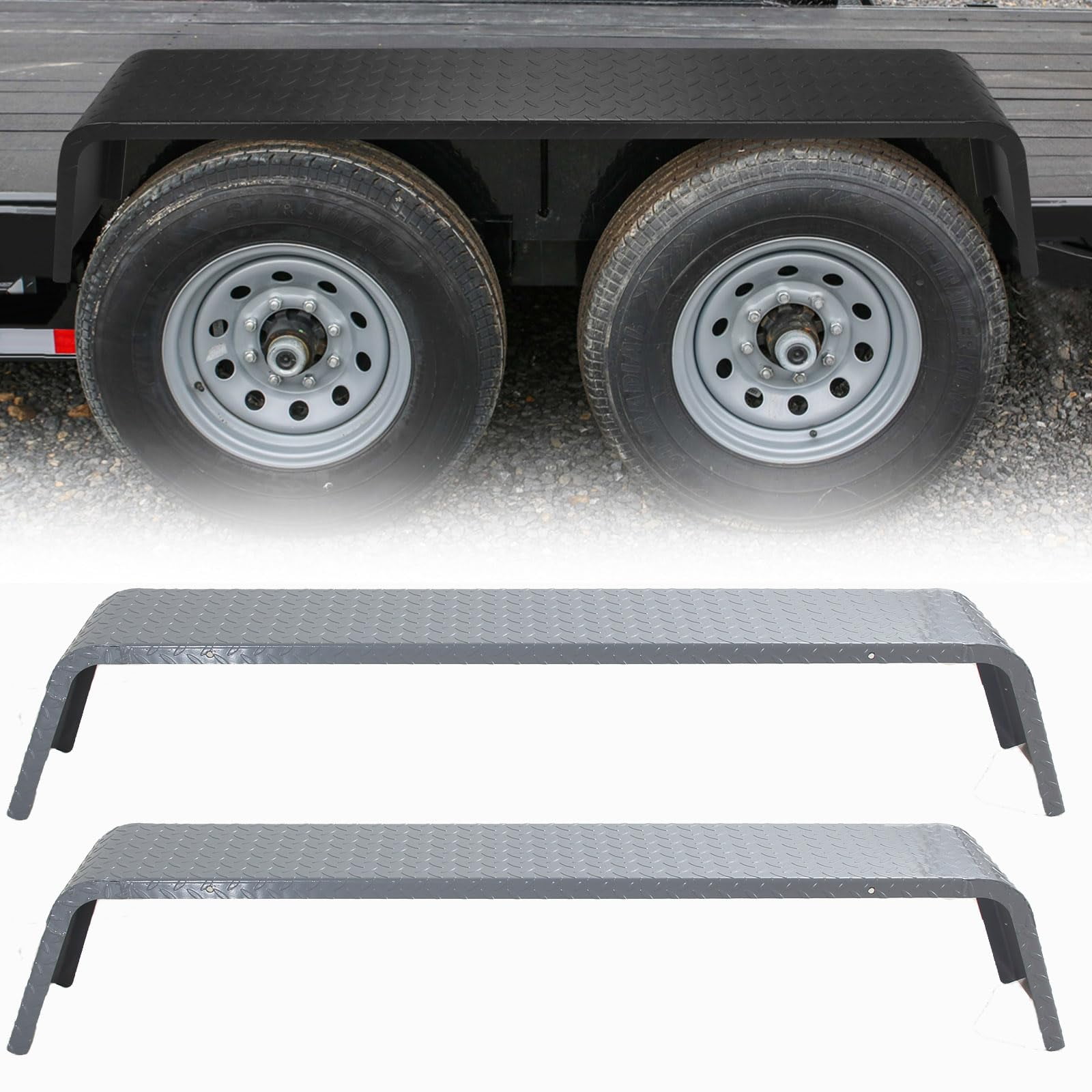 Telyswee 2pcs Trailer Fenders, Heavy-Duty Plate Steel Fenders for 13 ...