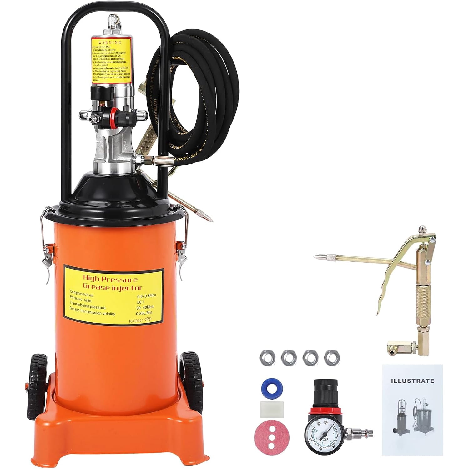 Telyswee 3/5/10.5 Gallon Grease Pump, Heavy Duty Air Grease Pump with ...