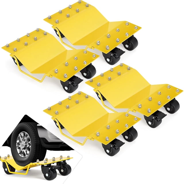 Telyswee 4 Pack Car Dollies with Tow Hooks, 8000LBS Capacity Car Dolly ...