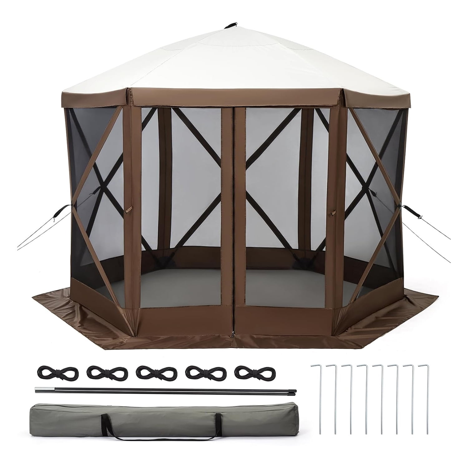 Telyswee 6-Sided Pop Up Canopy Gazebo Tent, Waterproof UV Protected ...