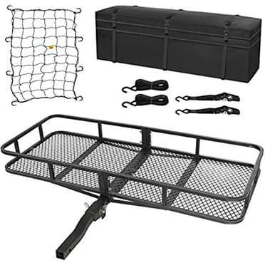 500 lbs Capacity Folding Hitch Cargo Carrier with Heavy Duty Cargo Net ...