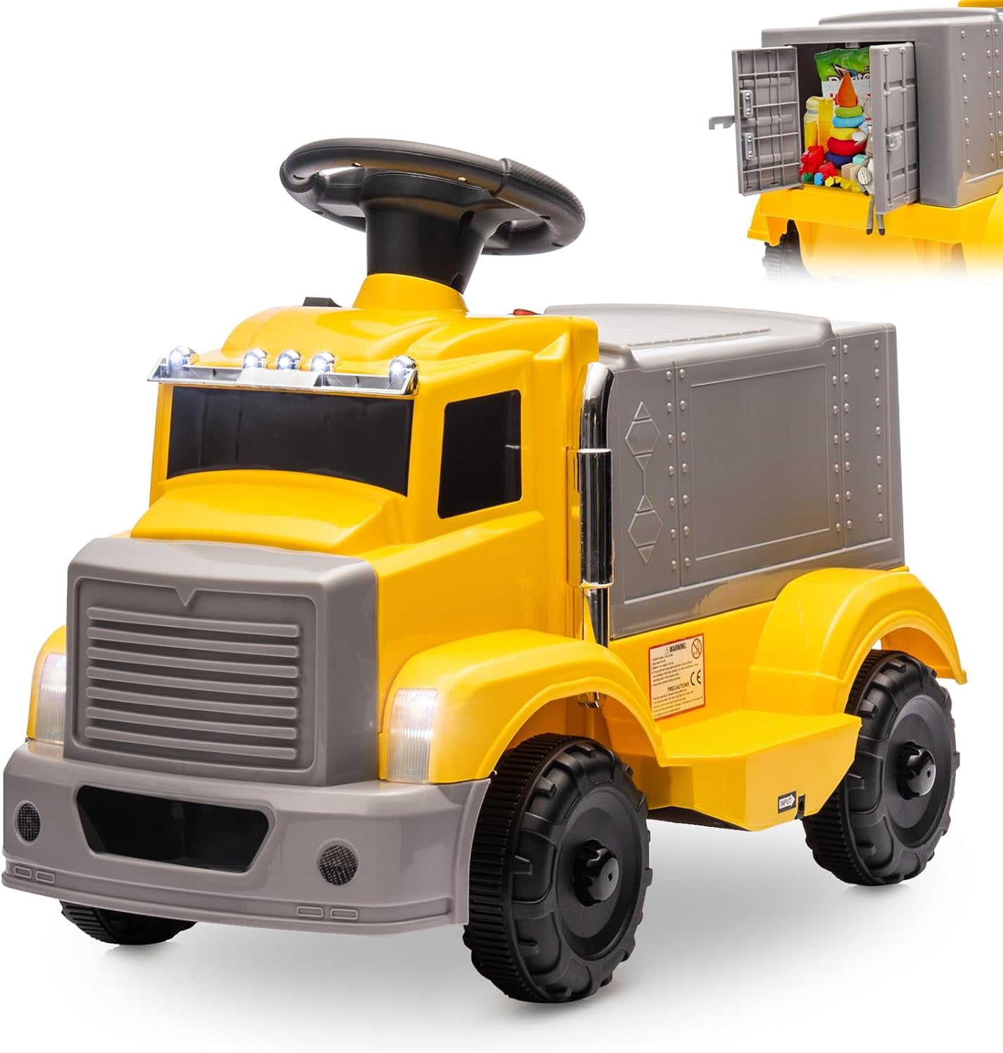 Telyswee 6V Ride On Toy Car Electric Car for Kids w/ 2 Headlights, 5 ...