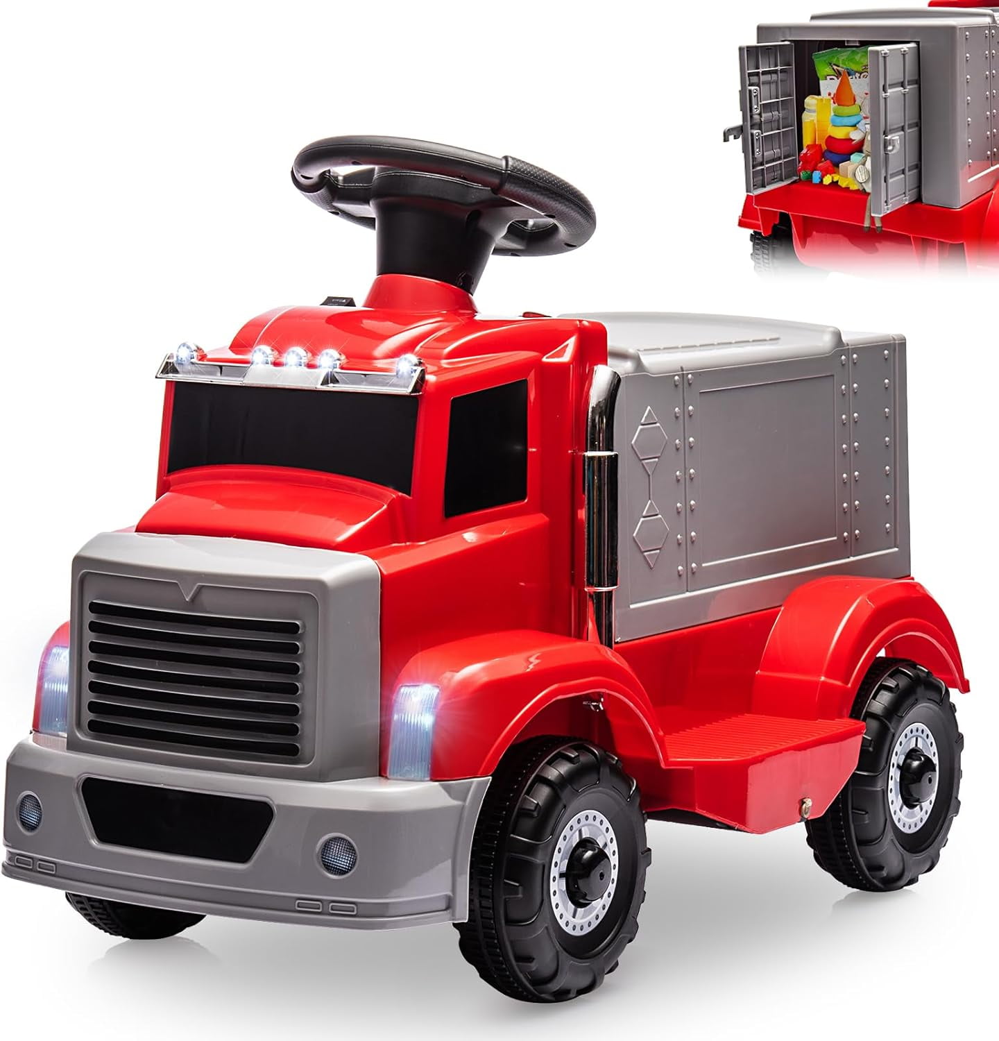 Telyswee 6V Ride On Toy Car Electric Car for Kids w/ 2 Headlights, 5 ...