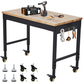 YesFashion 60" Workbench Wide Rolling Workbenches Adjustable Height ...