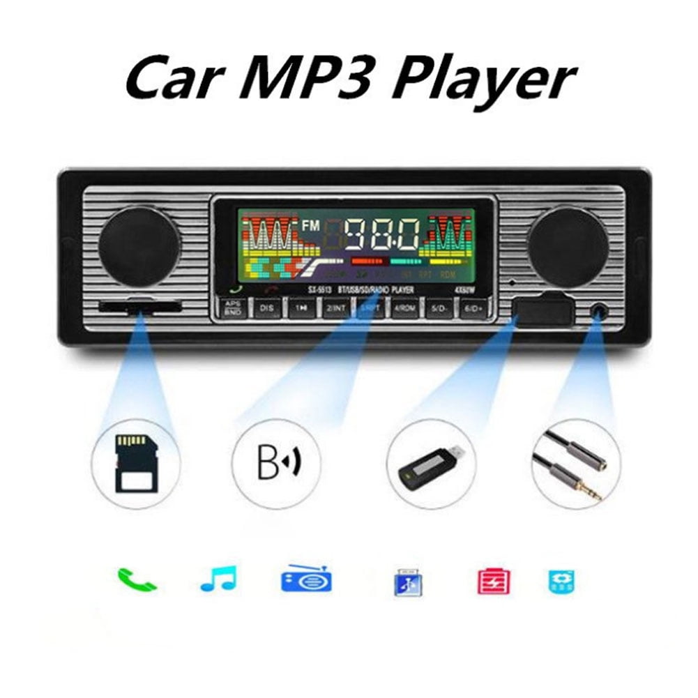 Telyswee Bluetooth Vintage Car Radio MP3 Player Stereo USB AUX Classic ...
