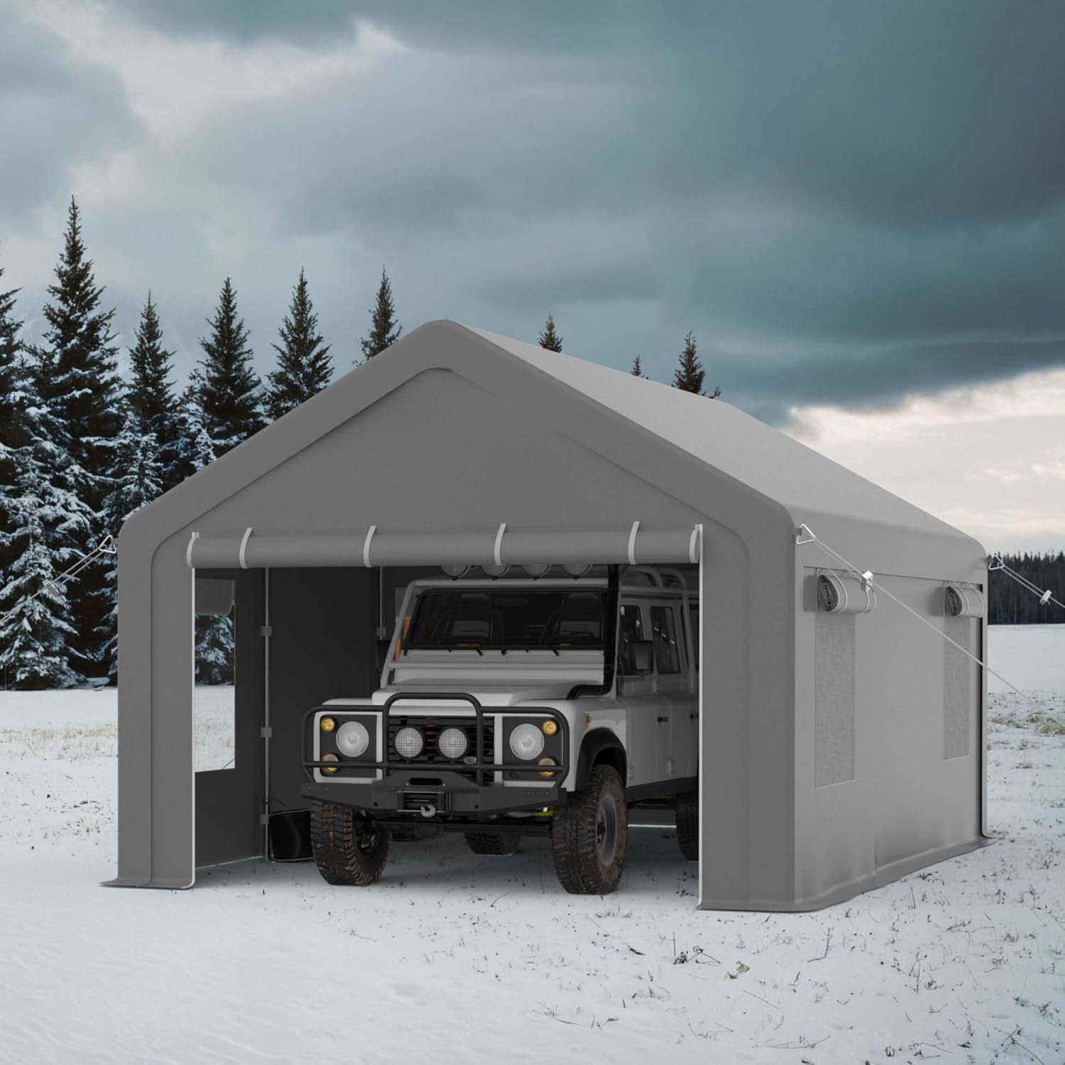 Telyswee Carport Heavy Duty 13x20FT, Upgraded Portable Carport with 2 ...