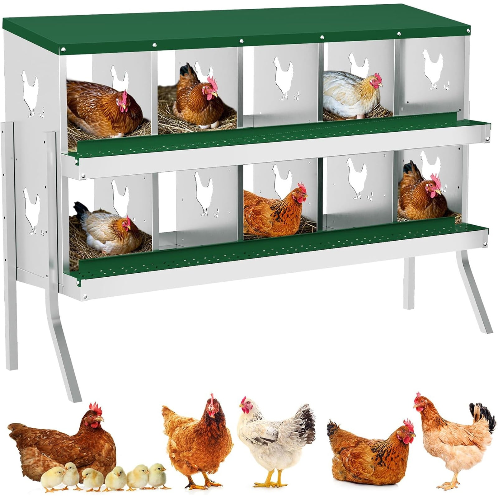 Telyswee Chicken Nesting Box 10 Compartments Laying Boxes with Leg ...