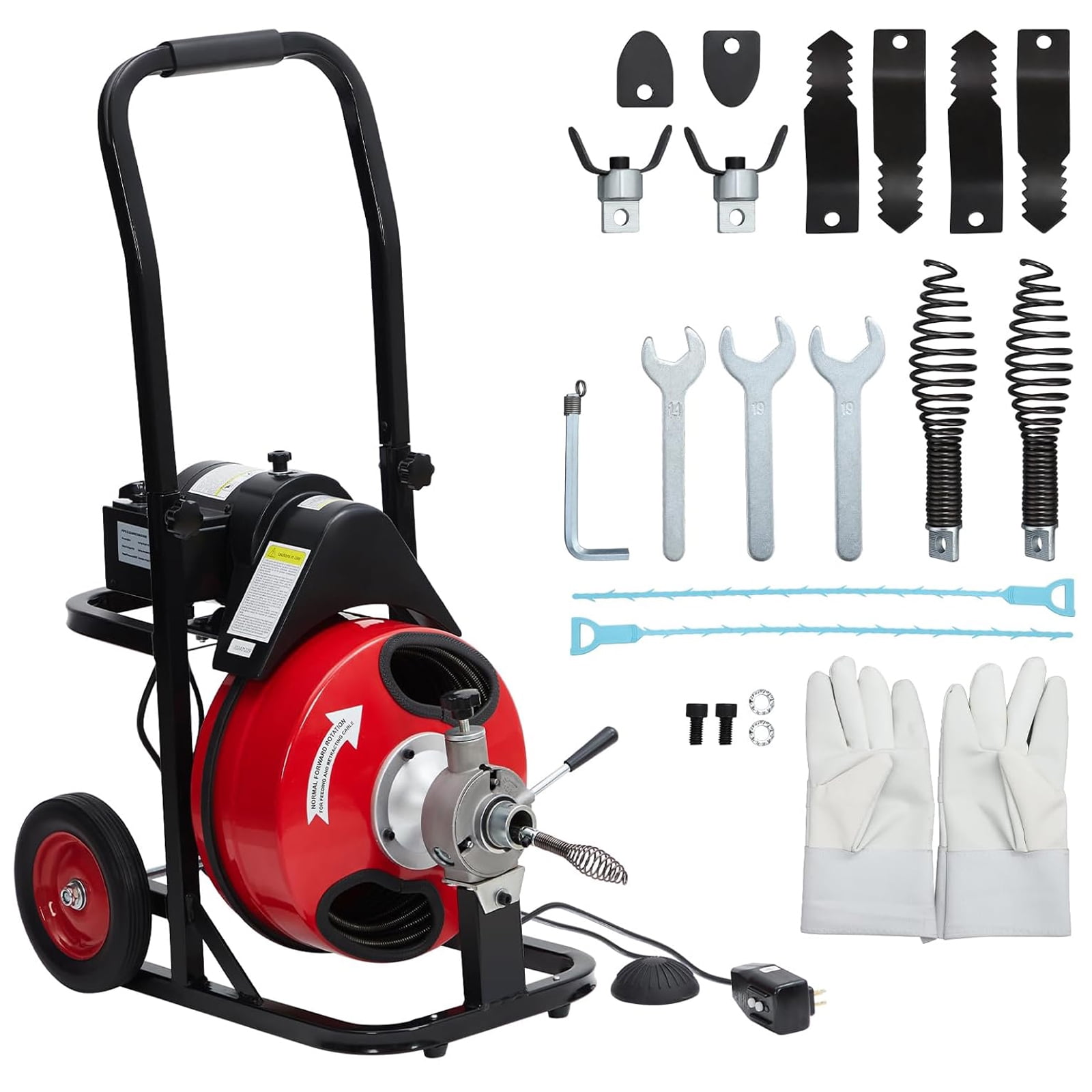 Telyswee Drain Cleaner Machine 100ft x 1/2inch Auto-feed Electric Drain ...